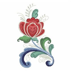 Rosemaling Rose Embroidery Design | EmbroideryDesigns.com