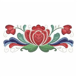 Rosemaling Roses Border Embroidery Design | EmbroideryDesigns.com