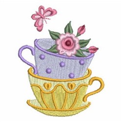 Tea Cups Embroidery Design | EmbroideryDesigns.com