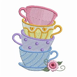 Stacked Tea Cups Embroidery Design | EmbroideryDesigns.com