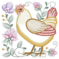 Rippled Hen Embroidery Design | EmbroideryDesigns.com