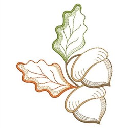 Autumn Oak Corner Embroidery Design | EmbroideryDesigns.com