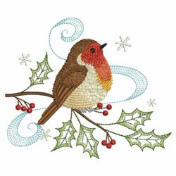Christmas Robin Embroidery Design | EmbroideryDesigns.com
