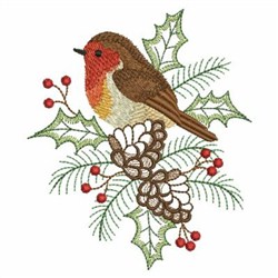 Christmas Robin Embroidery Design | EmbroideryDesigns.com