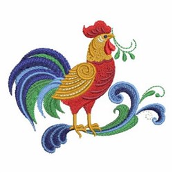 Rosemaling Rooster Embroidery Design | EmbroideryDesigns.com