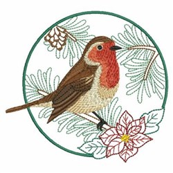 Winter Robin Embroidery Design | EmbroideryDesigns.com