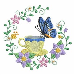 Floral Tea Party Embroidery Design | EmbroideryDesigns.com