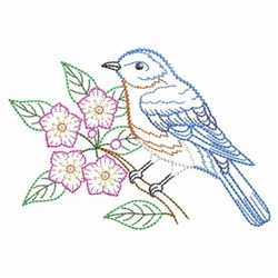 Vintage Bird And Flower Embroidery Design | EmbroideryDesigns.com