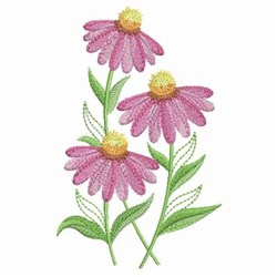 Realistic Coneflower Embroidery Design | EmbroideryDesigns.com
