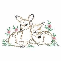 Deer Friends Outline Embroidery Design | EmbroideryDesigns.com