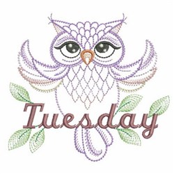 Tuesday Owl Embroidery Design | EmbroideryDesigns.com