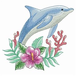 Tropical Dolphin Embroidery Design | EmbroideryDesigns.com