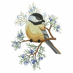 Christmas Chickadee Embroidery Design | EmbroideryDesigns.com