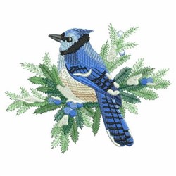 Christmas Blue Jay Embroidery Design | EmbroideryDesigns.com
