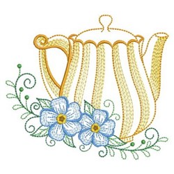Vintage Tea Time Embroidery Design | EmbroideryDesigns.com