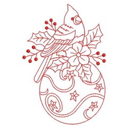 Redwork Cardinal Embroidery Design | EmbroideryDesigns.com