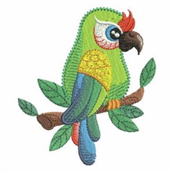 Macaw On Branch Embroidery Design | EmbroideryDesigns.com