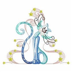 Light Blue Stipple Cat Embroidery Design | EmbroideryDesigns.com