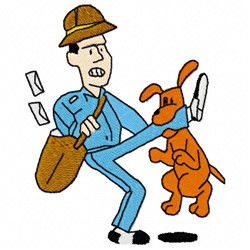 Mailman & Dog Embroidery Design | EmbroideryDesigns.com