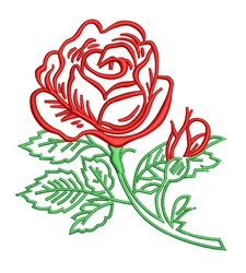 Valentines Red Rose Outline Embroidery Design | EmbroideryDesigns.com