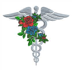 Caduceus Roses Embroidery Design | EmbroideryDesigns.com