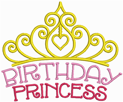 Birthday Princess Embroidery Design | EmbroideryDesigns.com