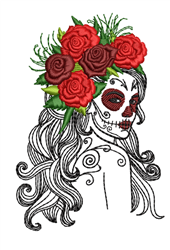 Day Of Dead Lady Embroidery Design | EmbroideryDesigns.com