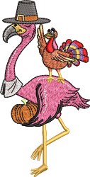 Thanksgiving Flamingo Embroidery Design | EmbroideryDesigns.com