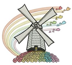 Rainbow Windmill Embroidery Design | EmbroideryDesigns.com