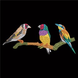 Colorful Finches Embroidery Design | EmbroideryDesigns.com