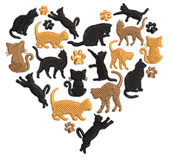 Cat Heart Embroidery Design | EmbroideryDesigns.com