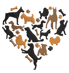Dog Heart Embroidery Design | EmbroideryDesigns.com