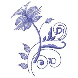 Blue Floral Embroidery Design | EmbroideryDesigns.com