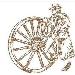 Cowboy & Wheel Embroidery Design | EmbroideryDesigns.com
