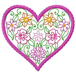 Heart Flowers Embroidery Design | EmbroideryDesigns.com