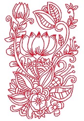 Redwork Flowers Embroidery Design | EmbroideryDesigns.com