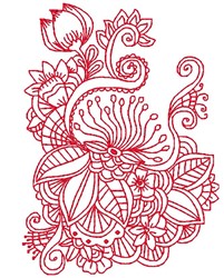 Redwork Flowers Embroidery Design | EmbroideryDesigns.com
