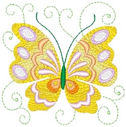 Yellow Butterfly Embroidery Design | EmbroideryDesigns.com