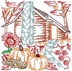 Fall House Block Embroidery Design | EmbroideryDesigns.com
