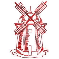 Redwork Windmill Embroidery Design | EmbroideryDesigns.com