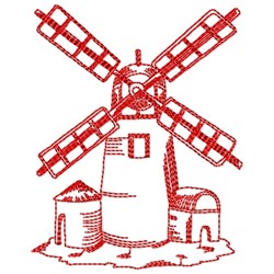 Redwork Windmill Embroidery Design | EmbroideryDesigns.com