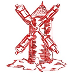Redwork Windmill Embroidery Design | EmbroideryDesigns.com