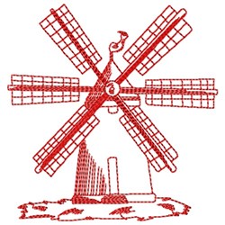 Redwork Windmill Embroidery Design | EmbroideryDesigns.com