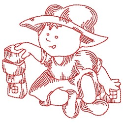 Redwork Baby & Blocks Embroidery Design | EmbroideryDesigns.com