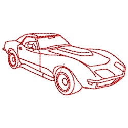 Redwork Corvette Embroidery Design | EmbroideryDesigns.com