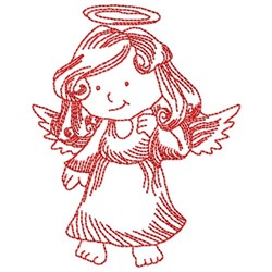 Redwork Angel Girl Embroidery Design | EmbroideryDesigns.com
