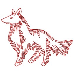 Redwork Collie Embroidery Design | EmbroideryDesigns.com