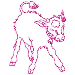 Redwork Calf Embroidery Design | EmbroideryDesigns.com