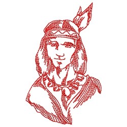 Redwork American Indian Embroidery Design | EmbroideryDesigns.com