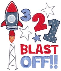 321 Blast Off Embroidery Design | EmbroideryDesigns.com